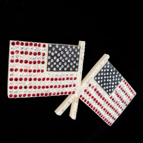 Double Flag Brooch – Rhinestone Rosie